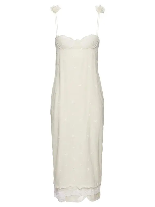 Magda Butrym Lace-detailed Silk-blend Midi Dress - Ivory