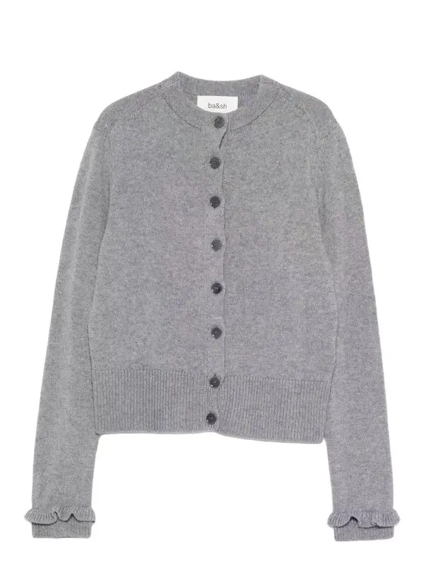 Ba&sh Button-up Cardigan With Ruffled Cuffs - Grey