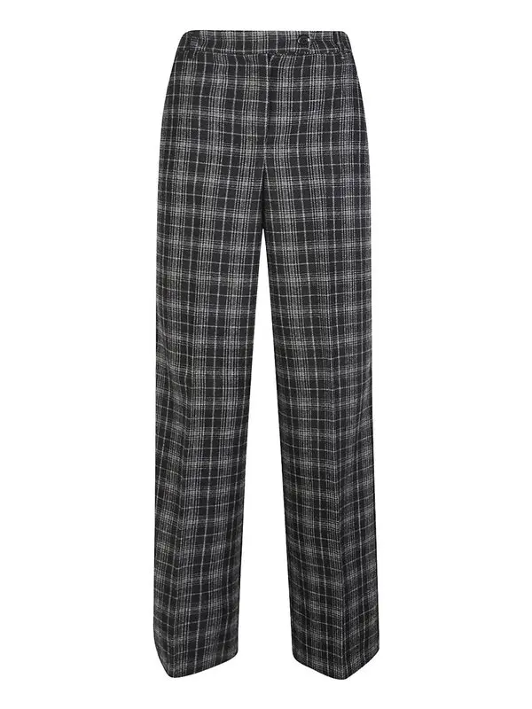 Pinko Plaid Wool Trousers - Black