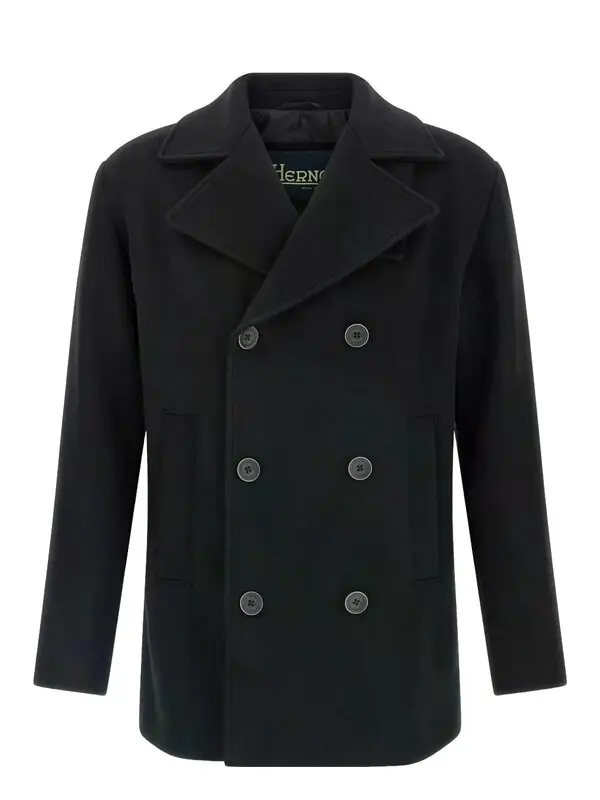 Herno Double-breasted High-neck Coat - Black