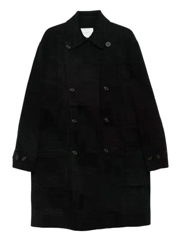 PAOLO PECORA Checkered Double-breasted Coat - Black