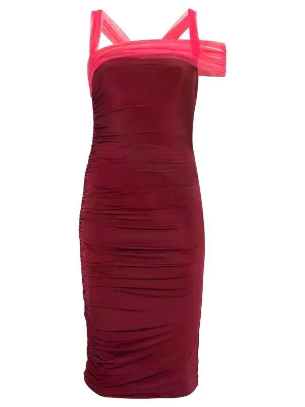 NENSI DOJAKA Ruched Midi Dress - Red