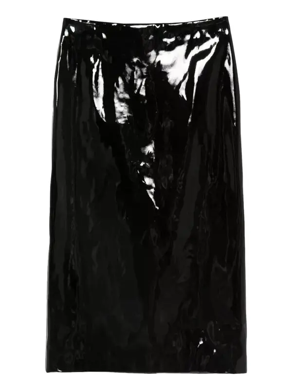 MSGM Faux-leather Midi Skirt - Black