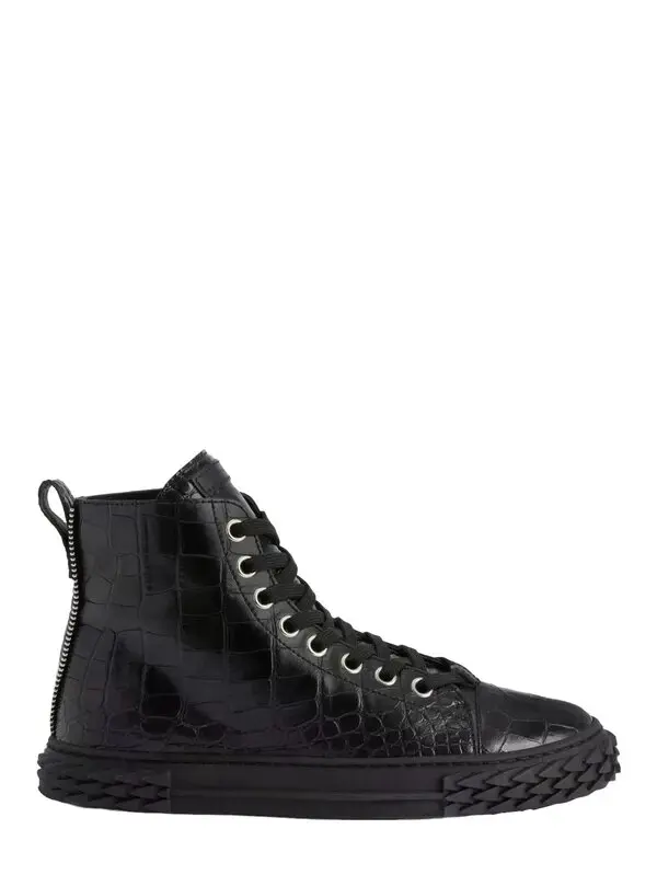 GIUSEPPE ZANOTTI Blabber Crocodile-effect High-top Sneakers - Black