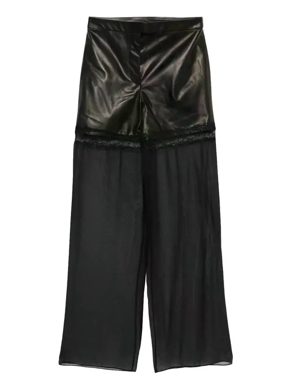 NENSI DOJAKA Leather Palazzo Trousers - Black