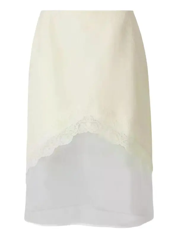JIL SANDER Asymmetric Lace Midi Skirt - Neutrals