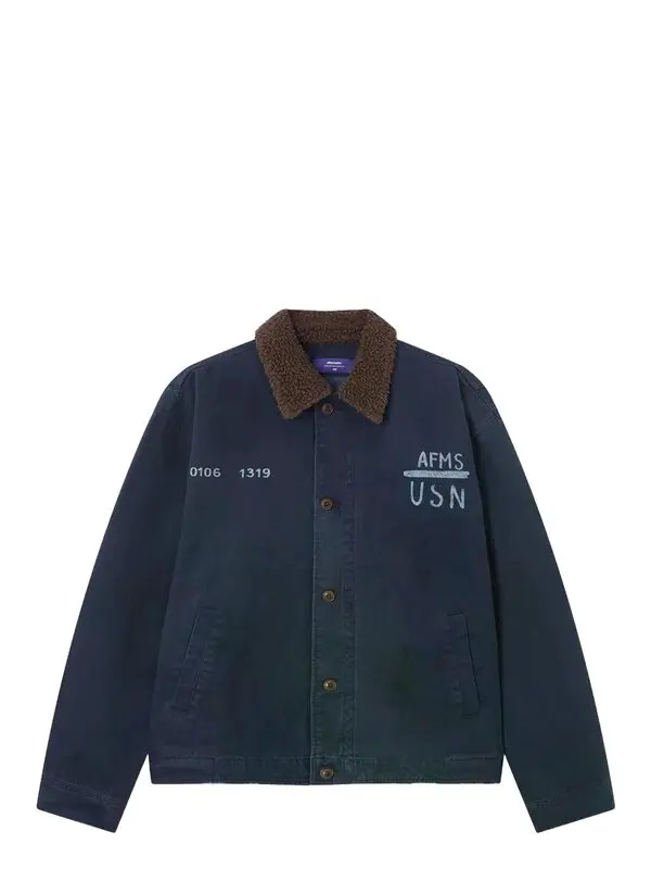 AFTERMATHS Logo-print Shirt Jacket - Blue