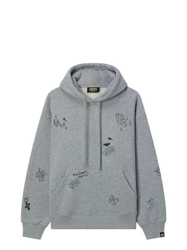 MINI CREAM Graphic-print Drawstring Hoodie - Grey