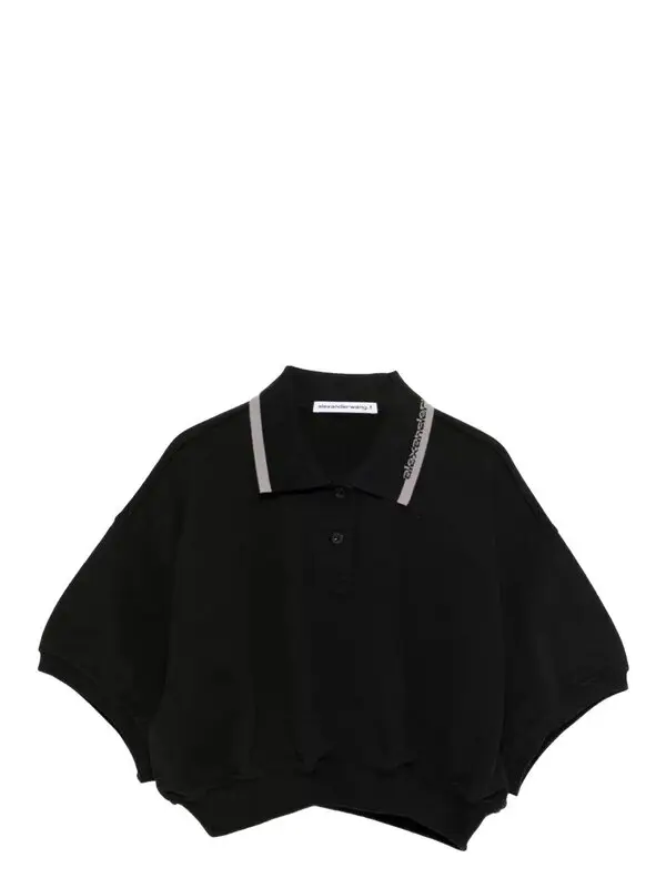 Alexander Wang Cropped Polo Top - Black