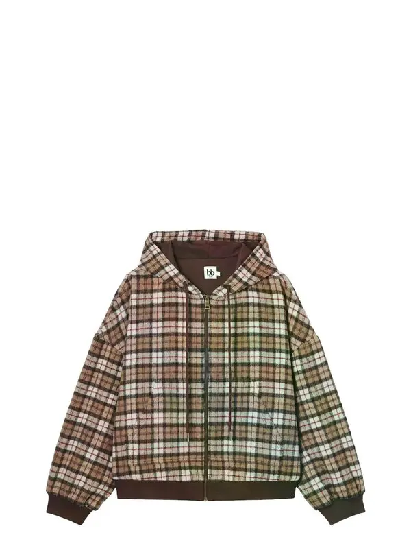 B+AB Check-pattern Hoodie - Brown