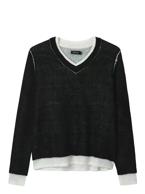 TOUT A COUP Layered V-neck Sweater - Black