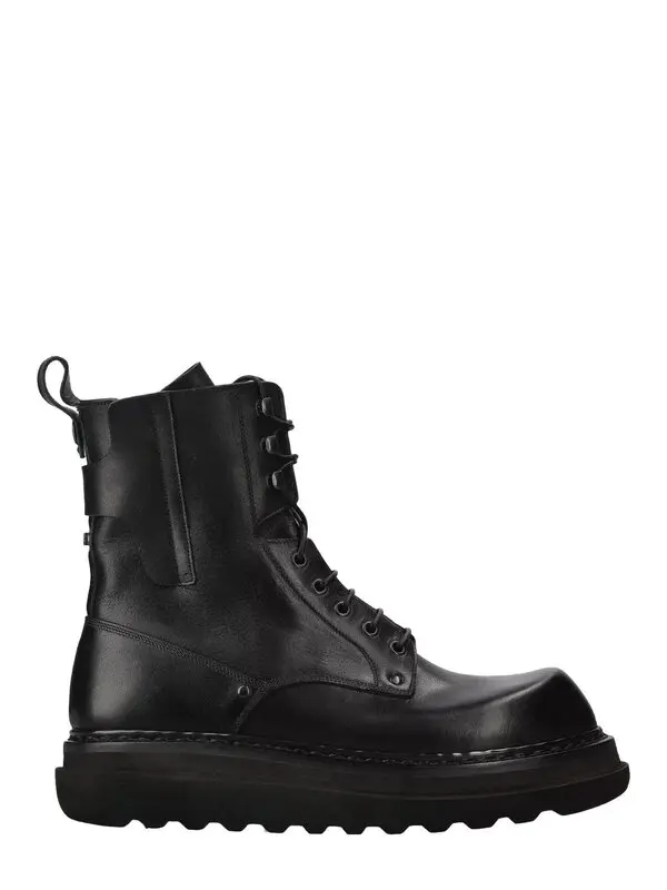 Premiata Lace-up Zip Boots - Black