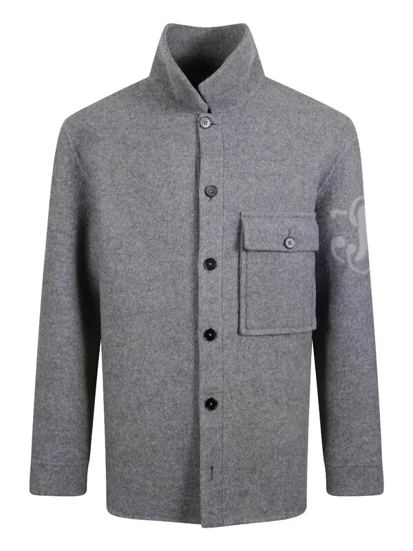 JIL SANDER Chest-pocket Jacket With Monogram Detail - Grey