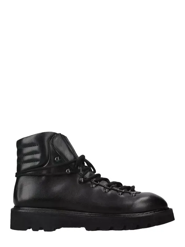 Premiata Lace-up Leather Boots - Black