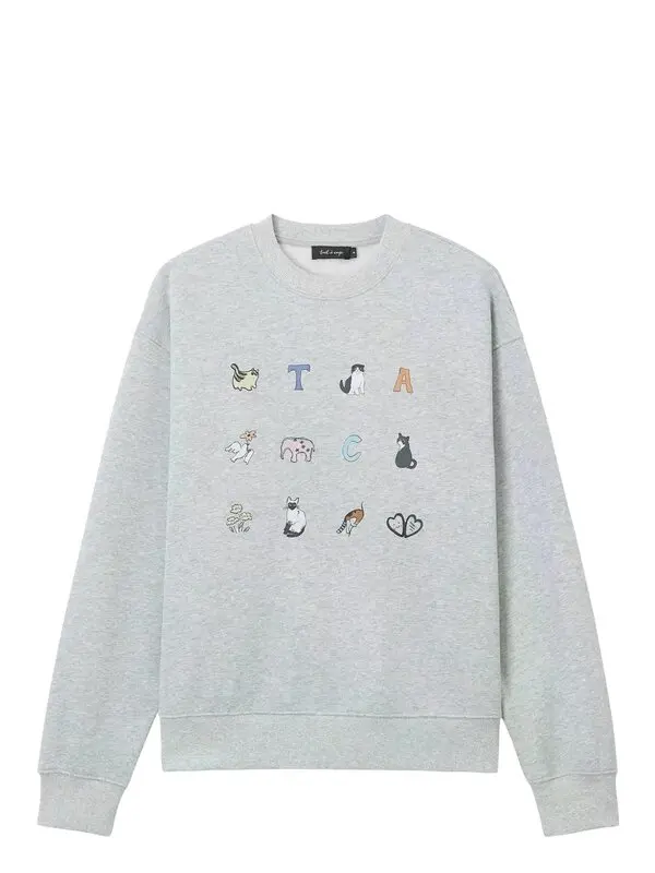 TOUT A COUP Graphic-print Crewneck Top - Grey