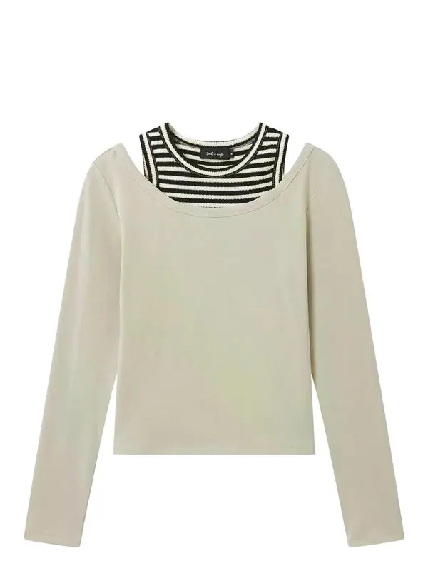 TOUT A COUP Striped Layered T-shirt - Neutrals