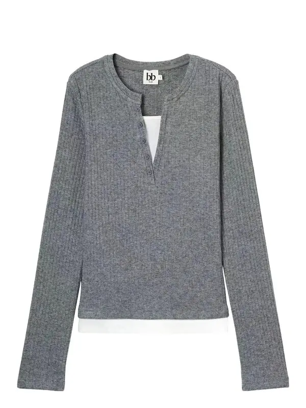 B+AB Ribbed Knit Top - Grey