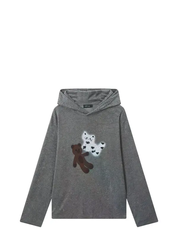 TOUT A COUP Graphic-print Slouchy Hoodie - Grey