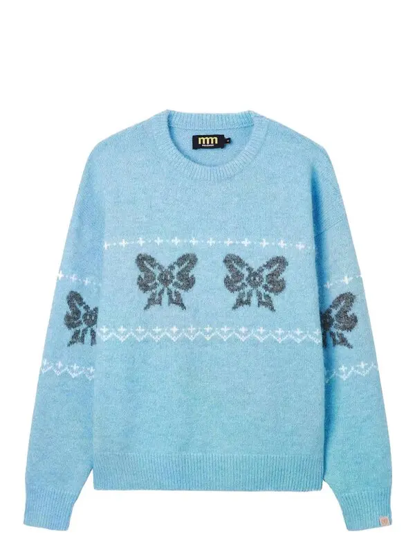 MINI CREAM Bow Pattern Sweater - Blue