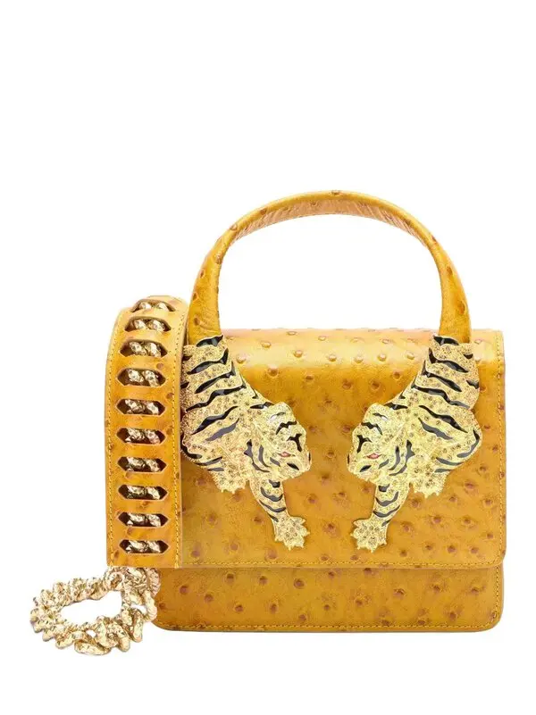 Roberto Cavalli Tote Bag With Tiger Appliqués - Yellow