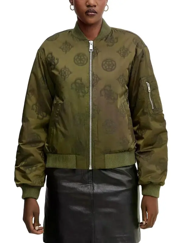 Guess Patterned Bomber Jacket - Green