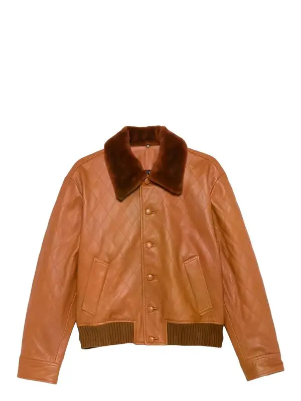 ERNEST W. BAKER Quilted Leather Jacket - Brown