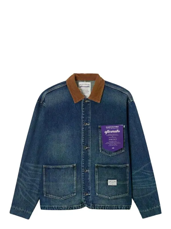 AFTERMATHS Corduroy-collar Denim Trucker Jacket - Blue