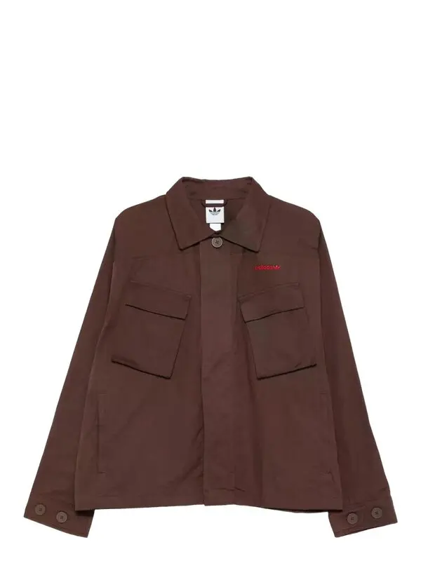 Adidas Logo-embroidered Shirt Jacket - Brown
