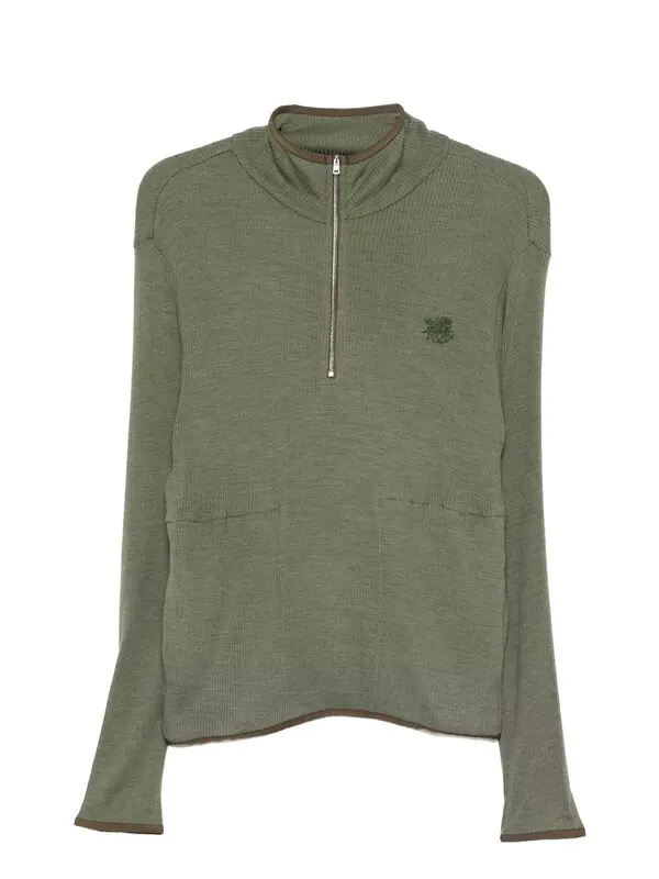 RANRA Logo-embroidered Half-zip Sweatshirt - Green