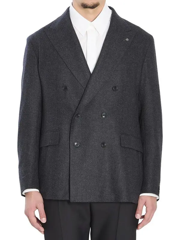 Tagliatore Double-breasted Diagonal Wool Jacket - Grey