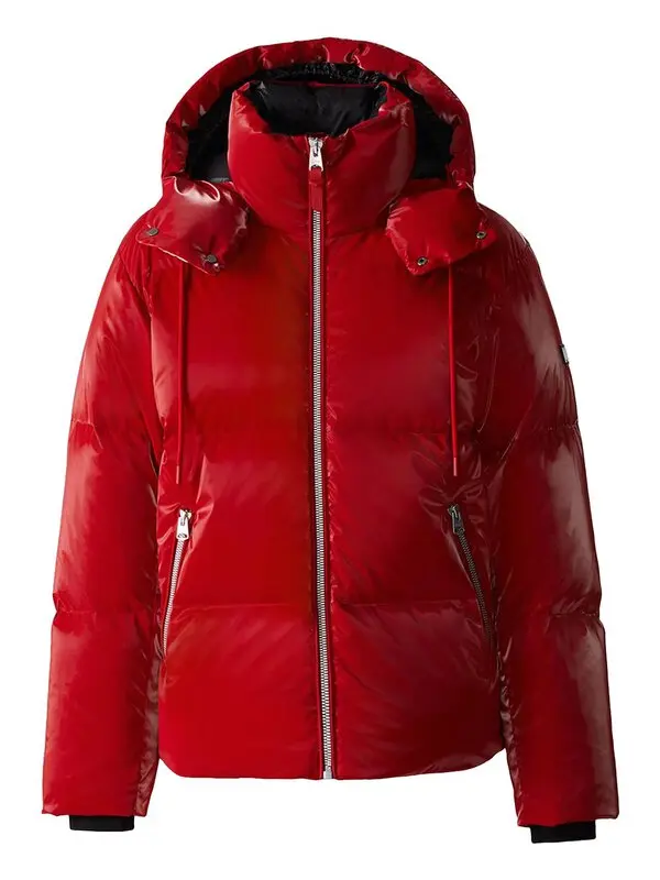 Mackage Kentglo High-gloss Hooded Down Jacket - Dark Red