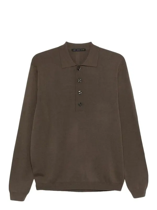 LOW BRAND Long Sleeve Wool Sweater - Brown