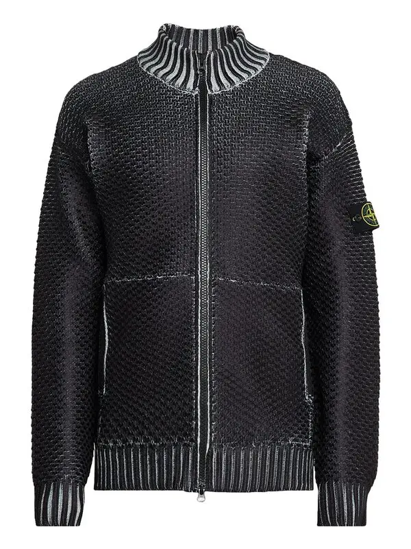Stone Island Zip Cardigan With Pockets - Gray