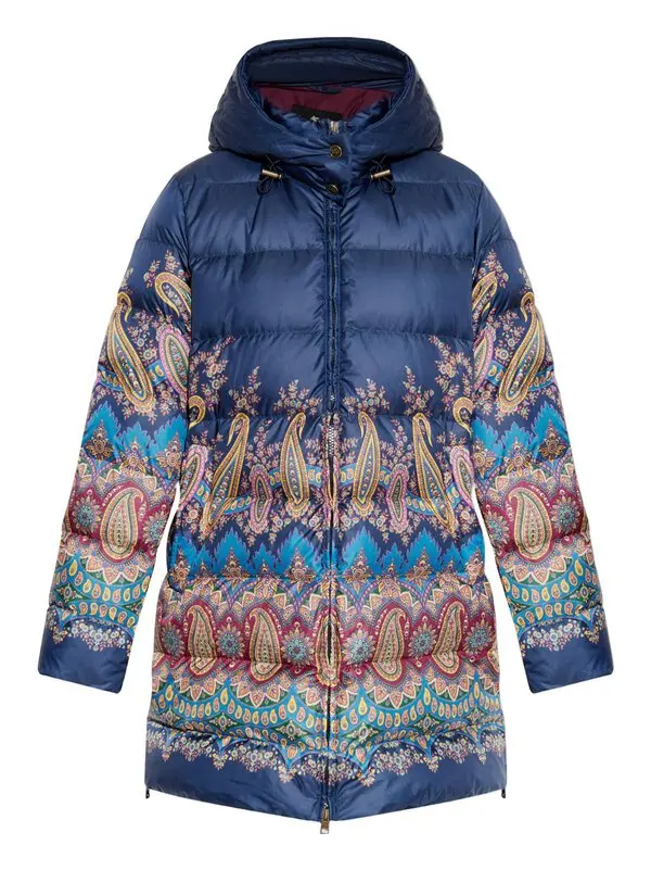 Etro Printed Down Jacket - Navy Blue