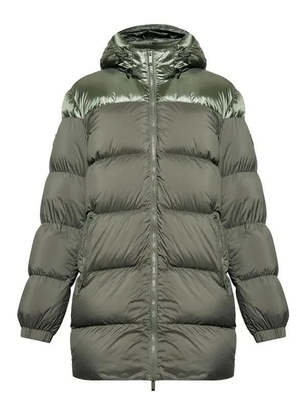 Add Down Jacket With Hood - Green
