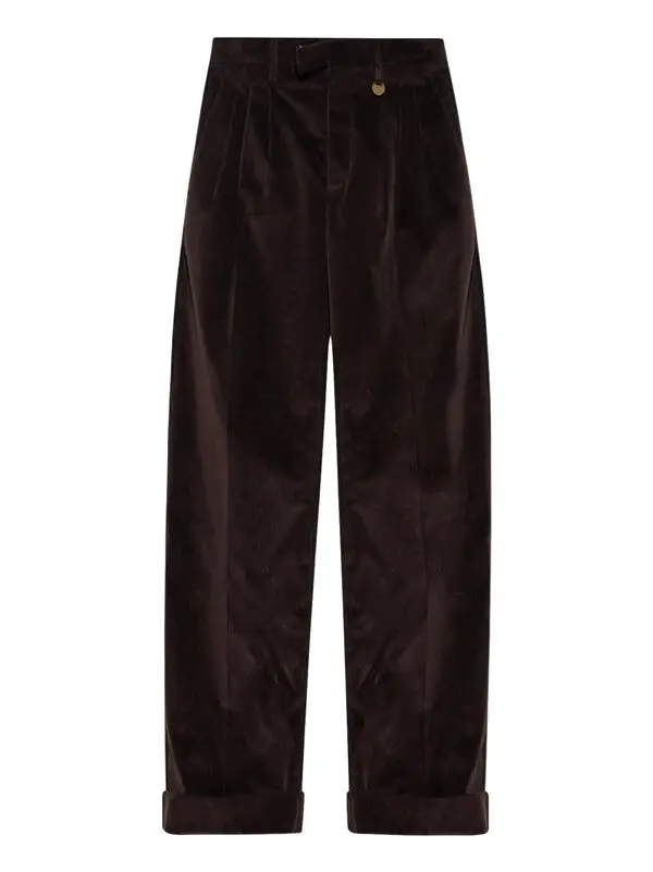 Burberry Corduroy Pleated Trousers - Brown
