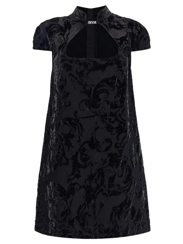 Versace Velvet Pattern Mini Dress - Black