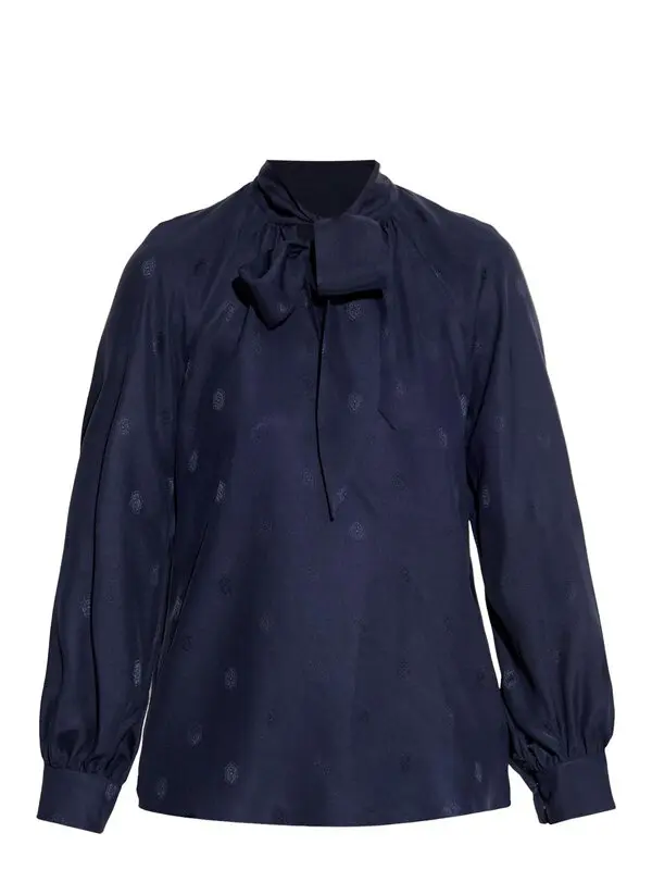 Etro Silk Top With Tie-neck - Navy Blue