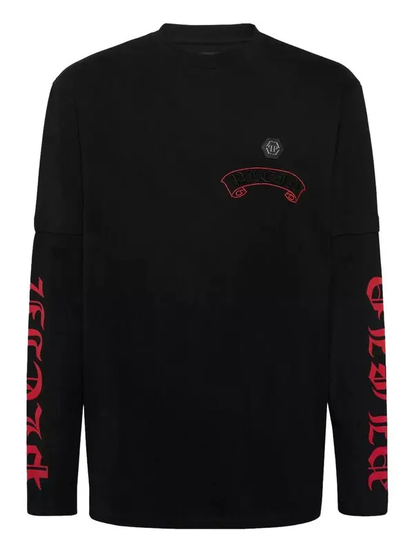 Philipp Plein Logo-embroidered T-shirt - Black