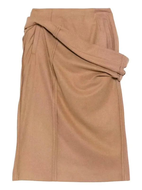THE GARMENT Draped Layered Midi Skirt - Brown