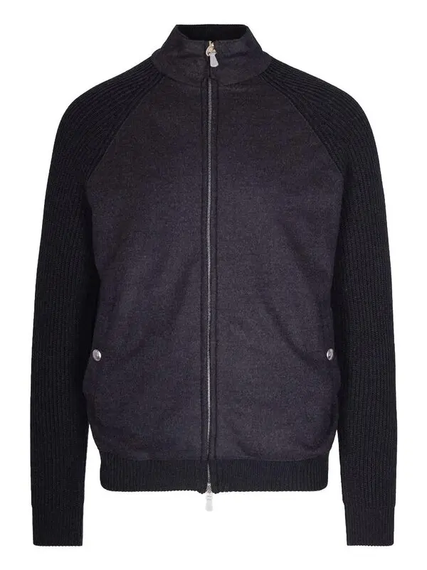 Eleventy Zip Up Jacket - Gray And Sand