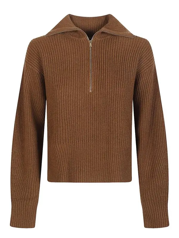 Max Mara Nadar Half Zip Sweater - Brown
