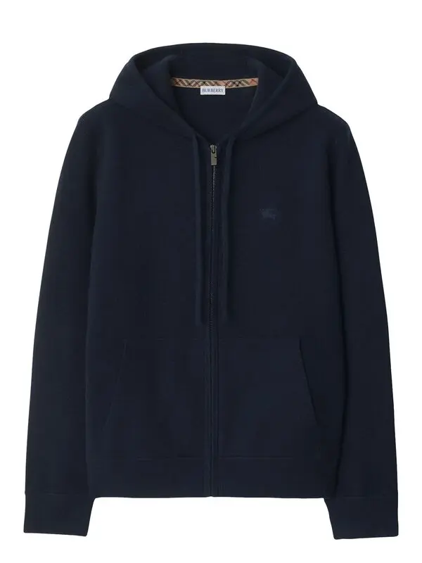 Burberry Cashmere-blend Zip-up Hoodie - Navy