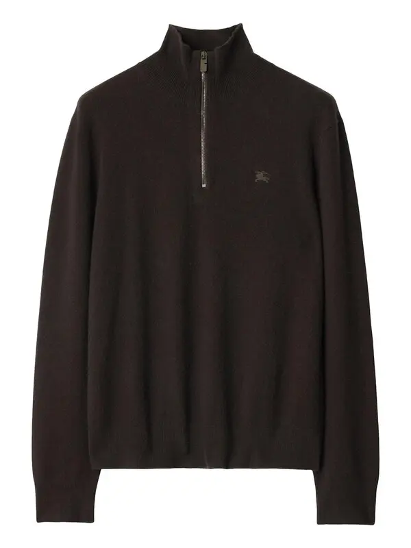 Burberry Cashmere-blend Quarter-zip Sweater - Brown