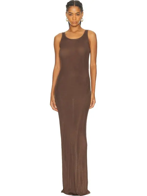 Saint Laurent Sleeveless Jersey Dress - Marron Fonce
