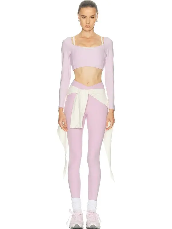 Year Of Ours Gabriette Longsleeve Bra Top In Pink - Plie Pink