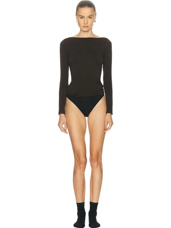 KYE Recline Bateau Long Sleeve Top - Espresso