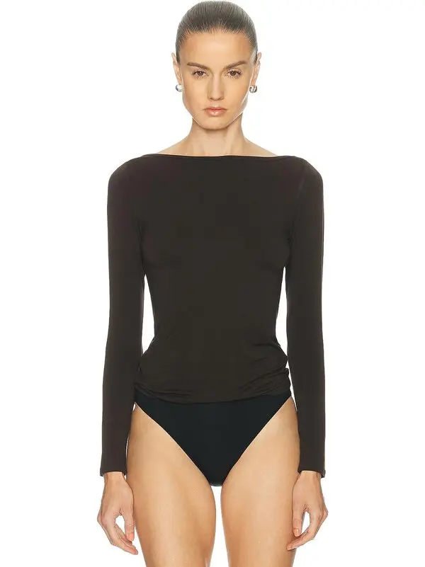 KYE Recline Bateau Long Sleeve Top - Espresso