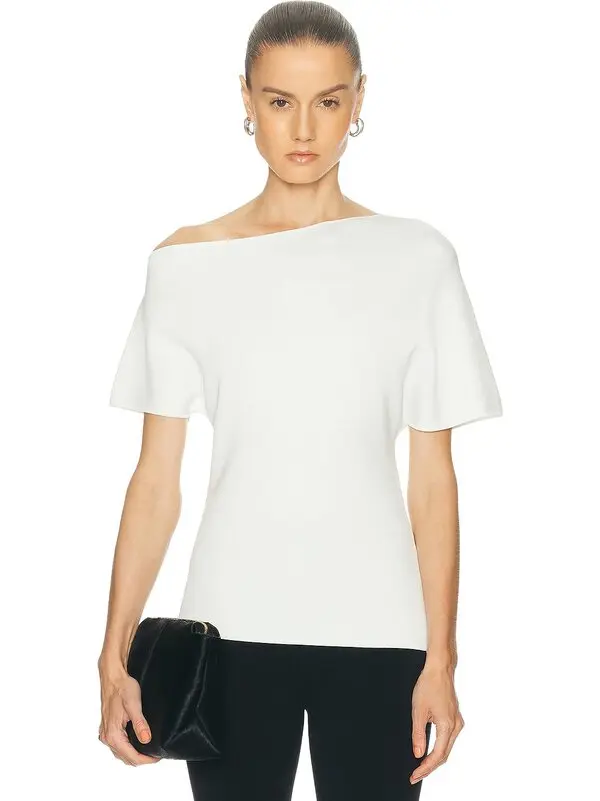 RÓHE Asymmetrical Punto Milano Knitted Top - Off White