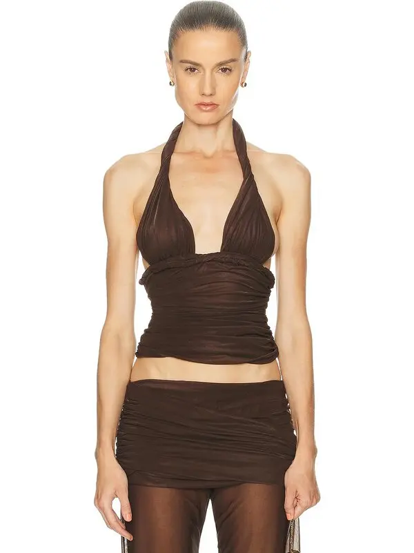 MIRROR PALAIS Cabana Halter Top - Brown